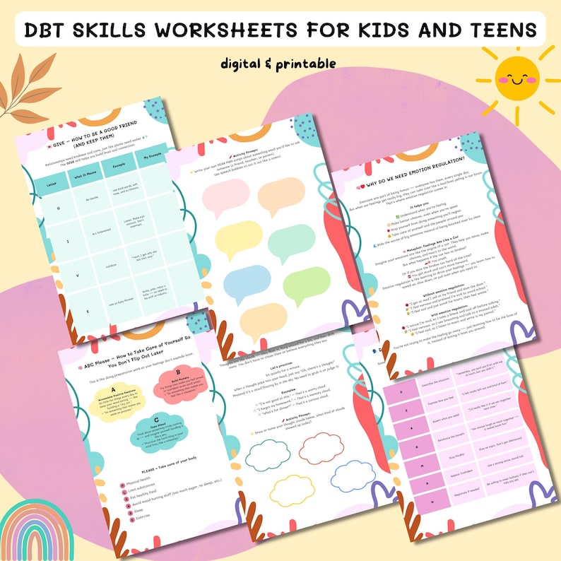 DBT Skills Worksheet for Kids, DBT for Children, Emotional Regulation ...