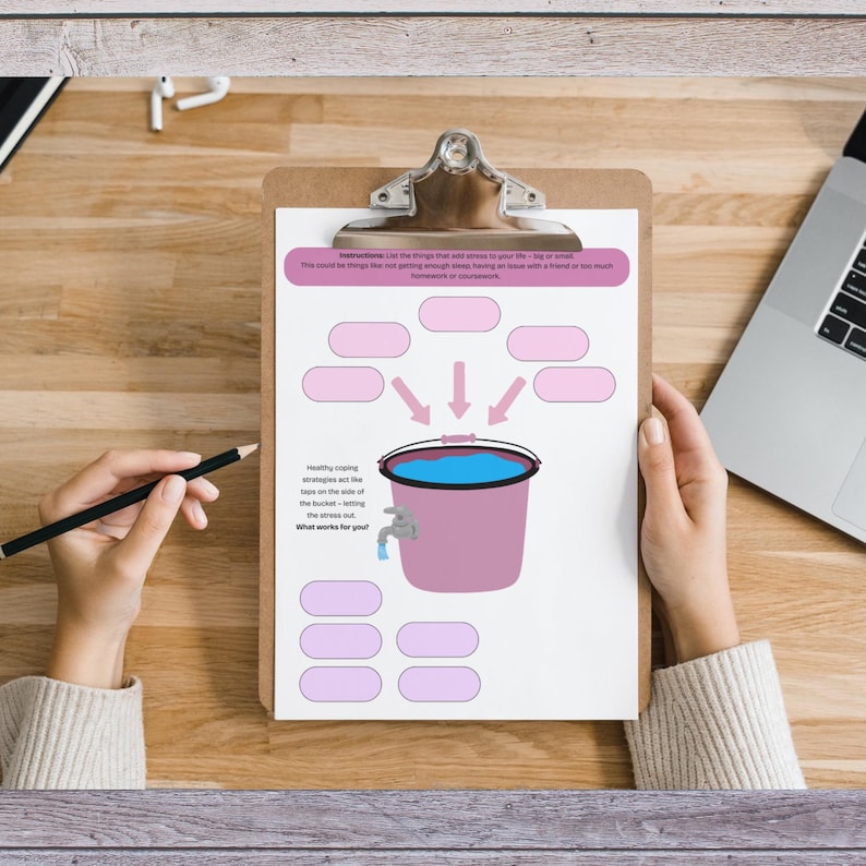 Stress Bucket Worksheet: Therapy & Coping Skills (printable PDF) - Etsy