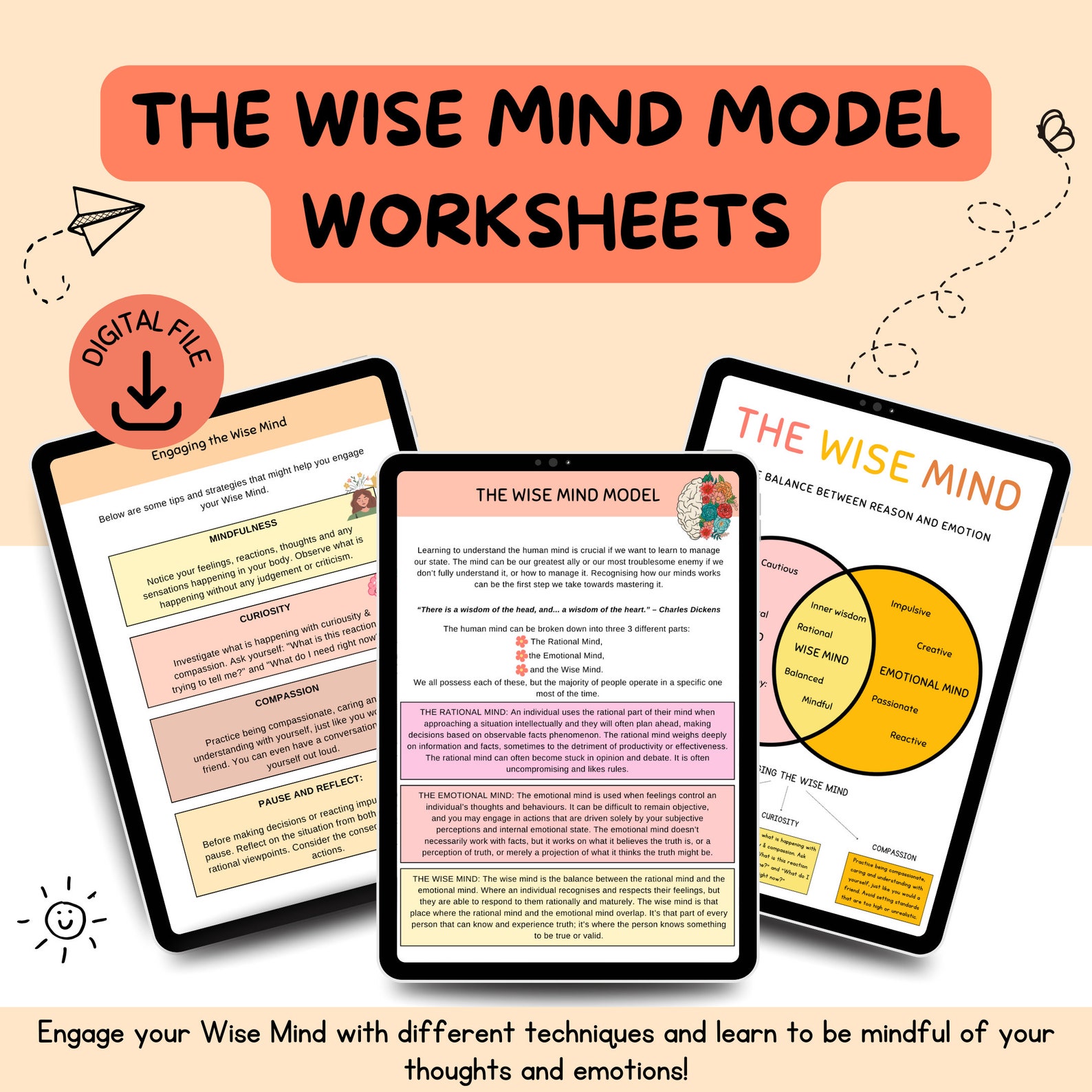 DBT Wise Mind Worksheets, DBT Worksheets, Therapy Worksheets, DBT ...