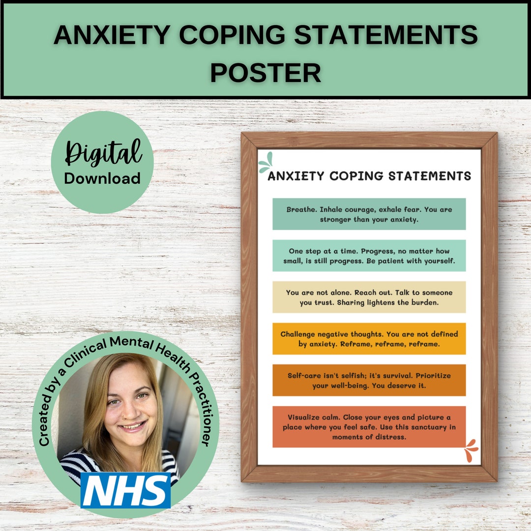 Anxiety Coping Statements Poster Counselor Sign Calm Down - Etsy