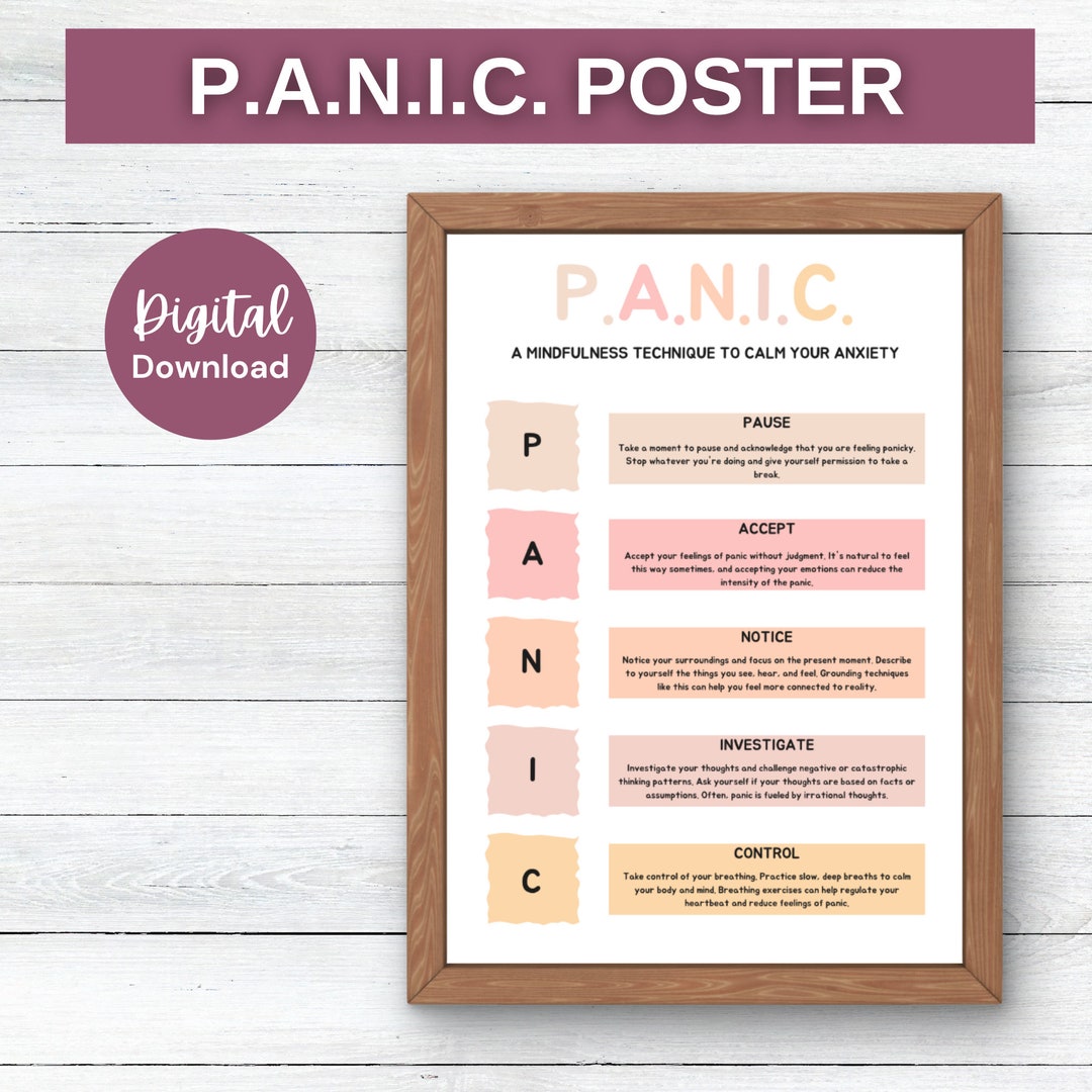 Panic Poster, Anxiety Tips Poster, Therapy Office Decor, School ...