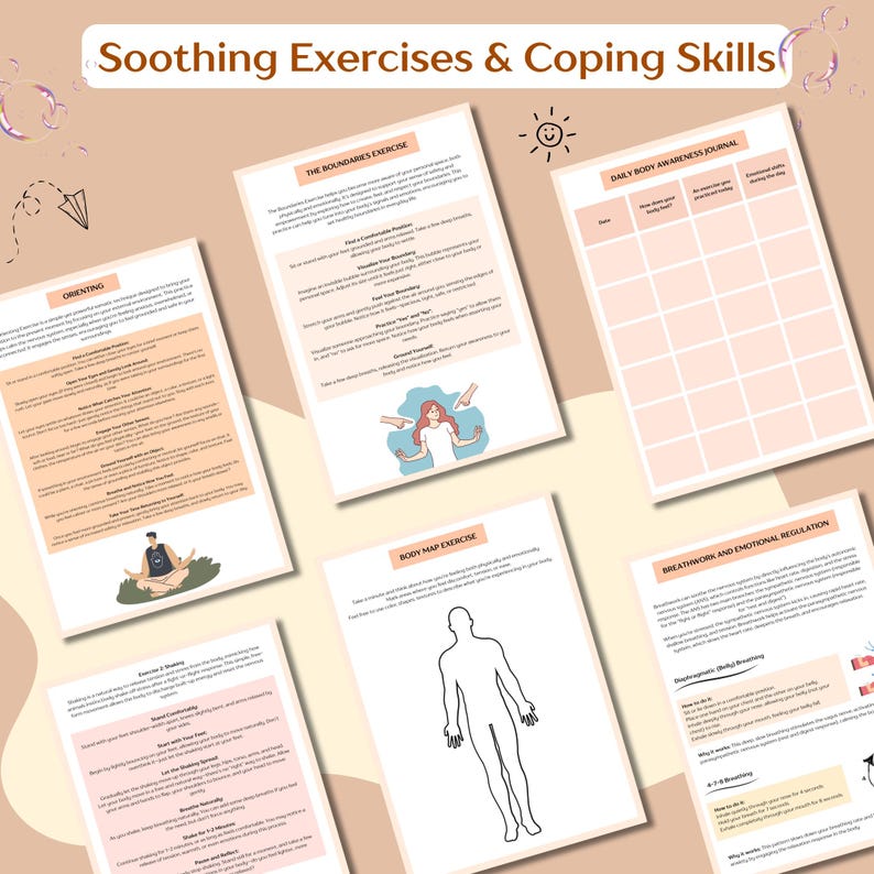 Somatic Therapy Worksheets, Somatic Coping Skill Exercises, Polyvagal ...