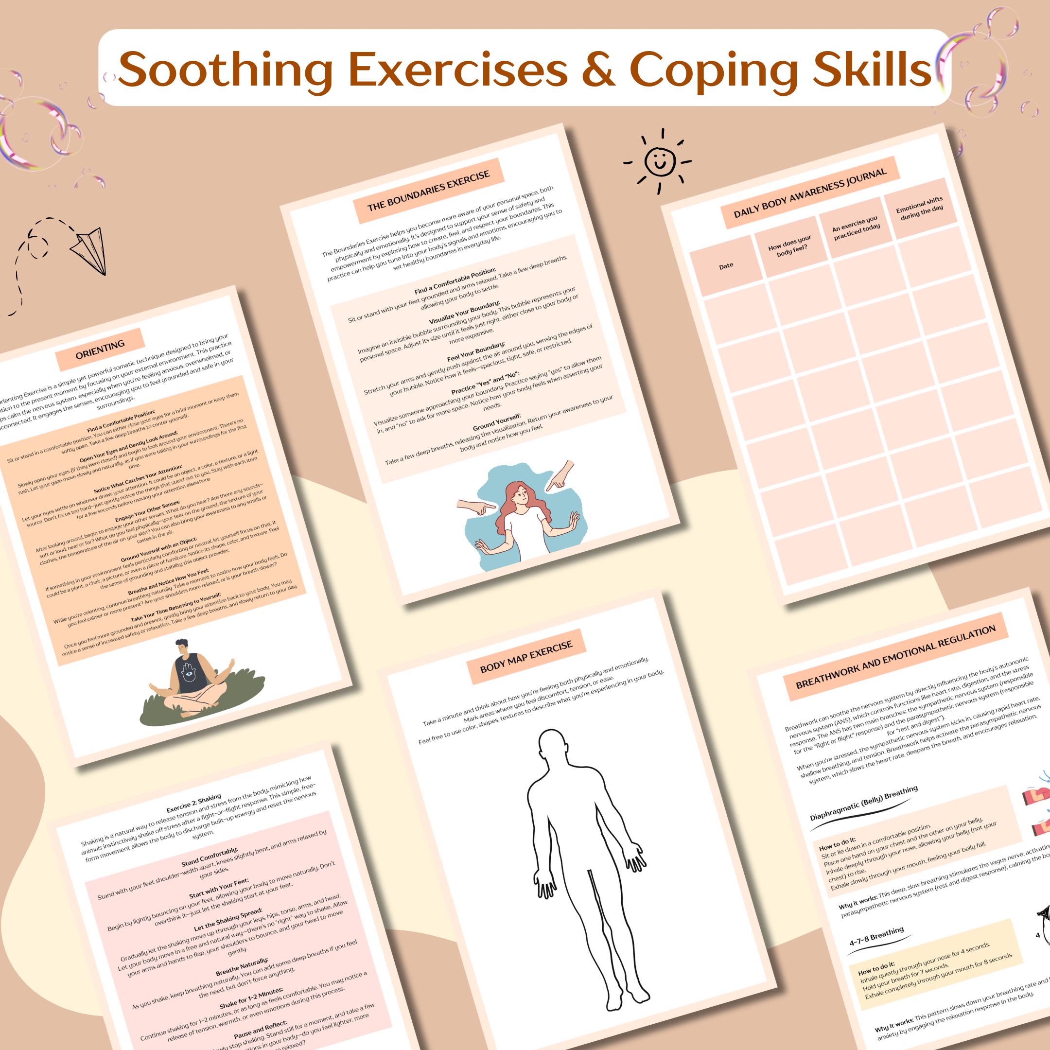 Somatic Therapy Worksheets, Somatic Coping Skill Exercises, Polyvagal ...