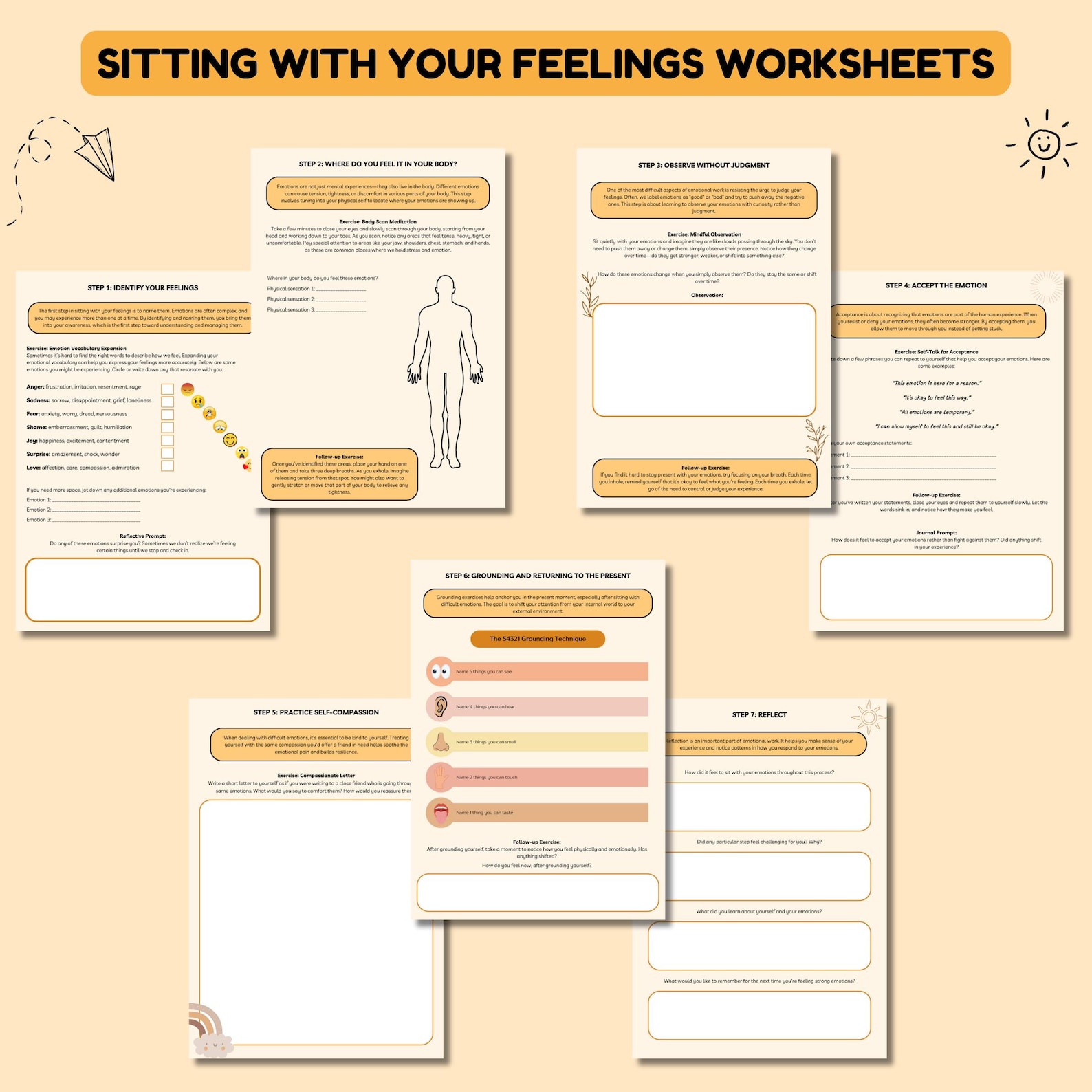Sitting With Your Feelings Worksheets - Emotional Regulation, Sitting ...