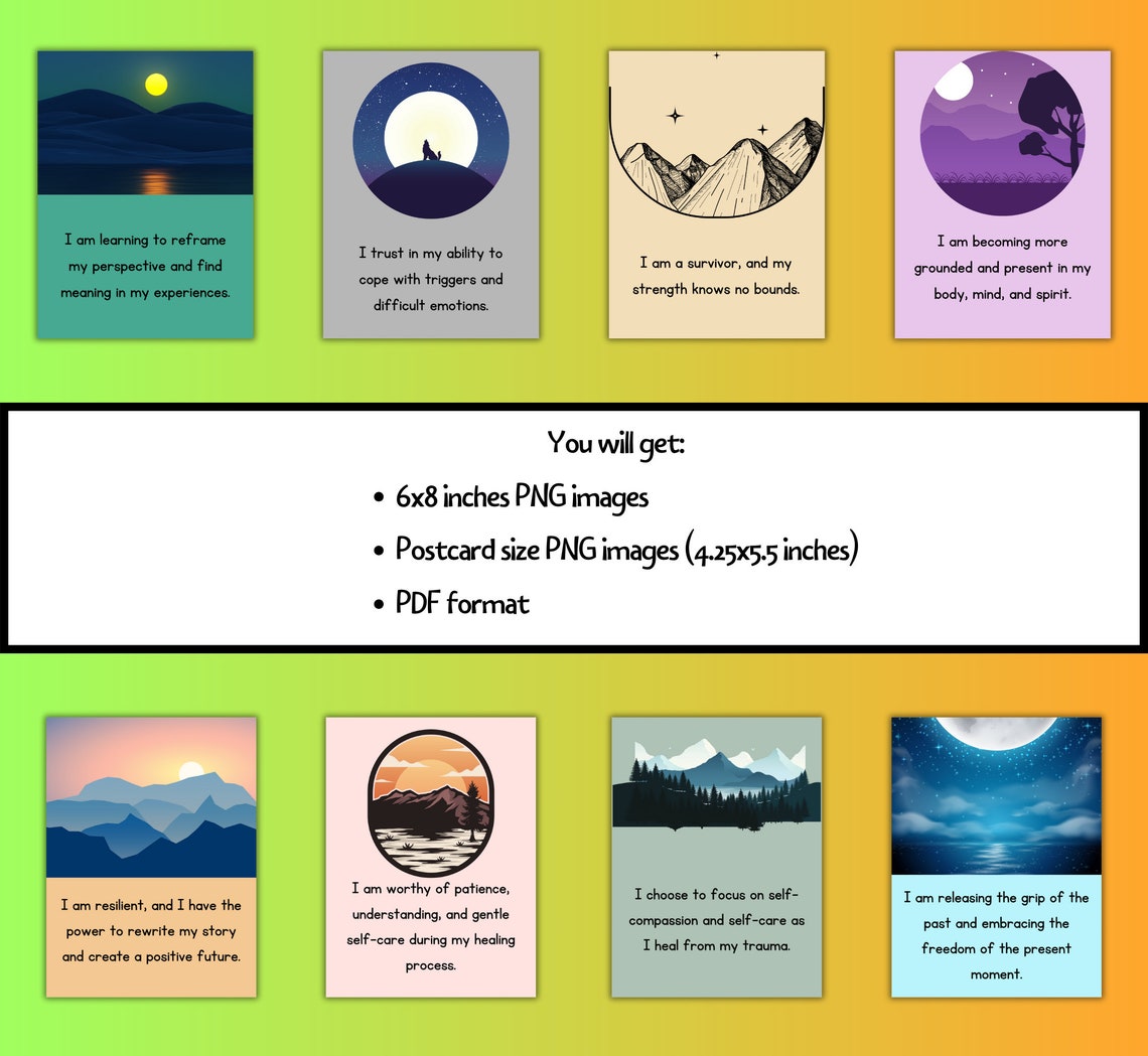 Affirmation Cards for Trauma, PTSD, Trauma Therapy, Positive Quote ...
