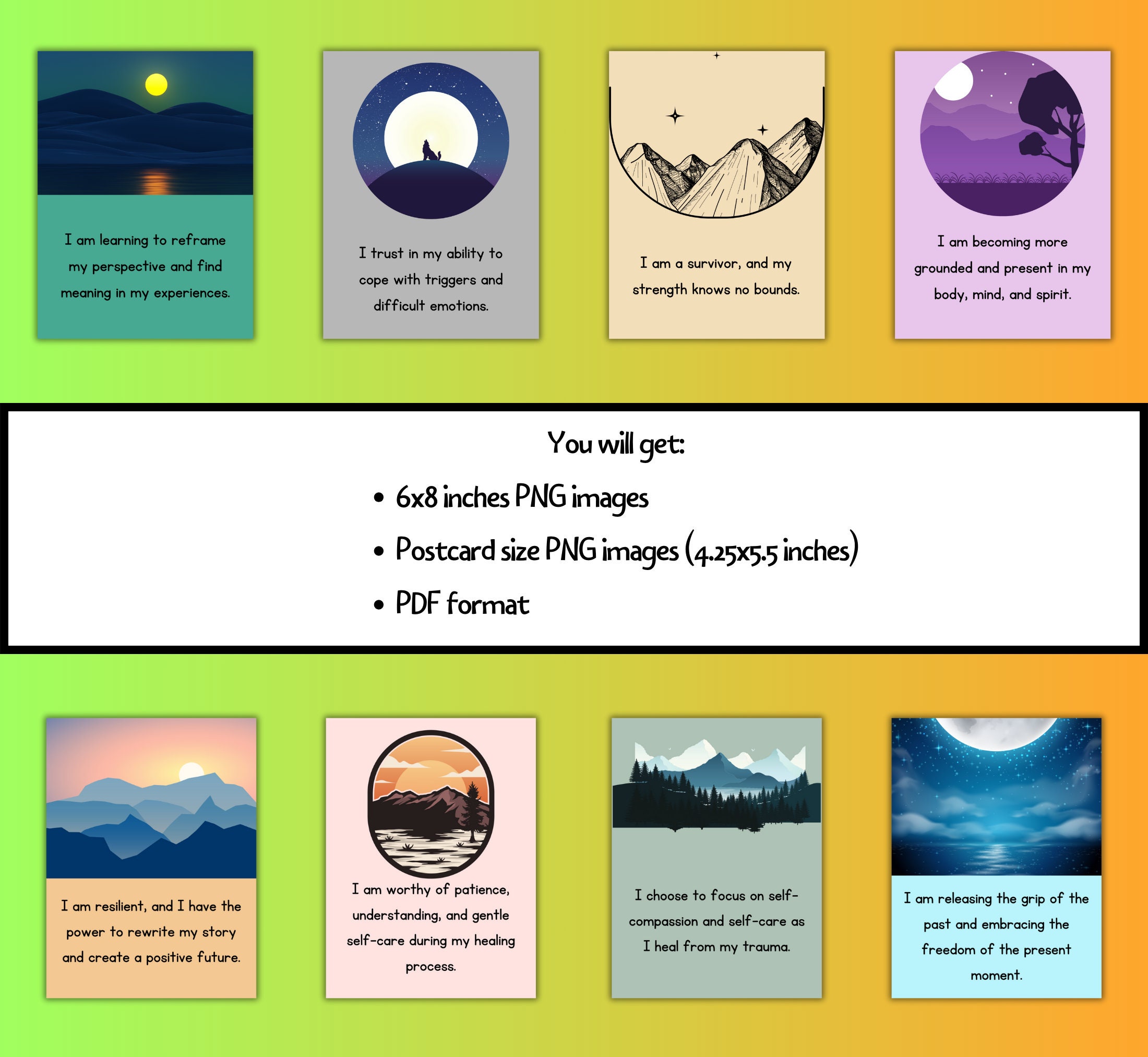 Affirmation Cards for Trauma, PTSD, Trauma Therapy, Positive Quote ...