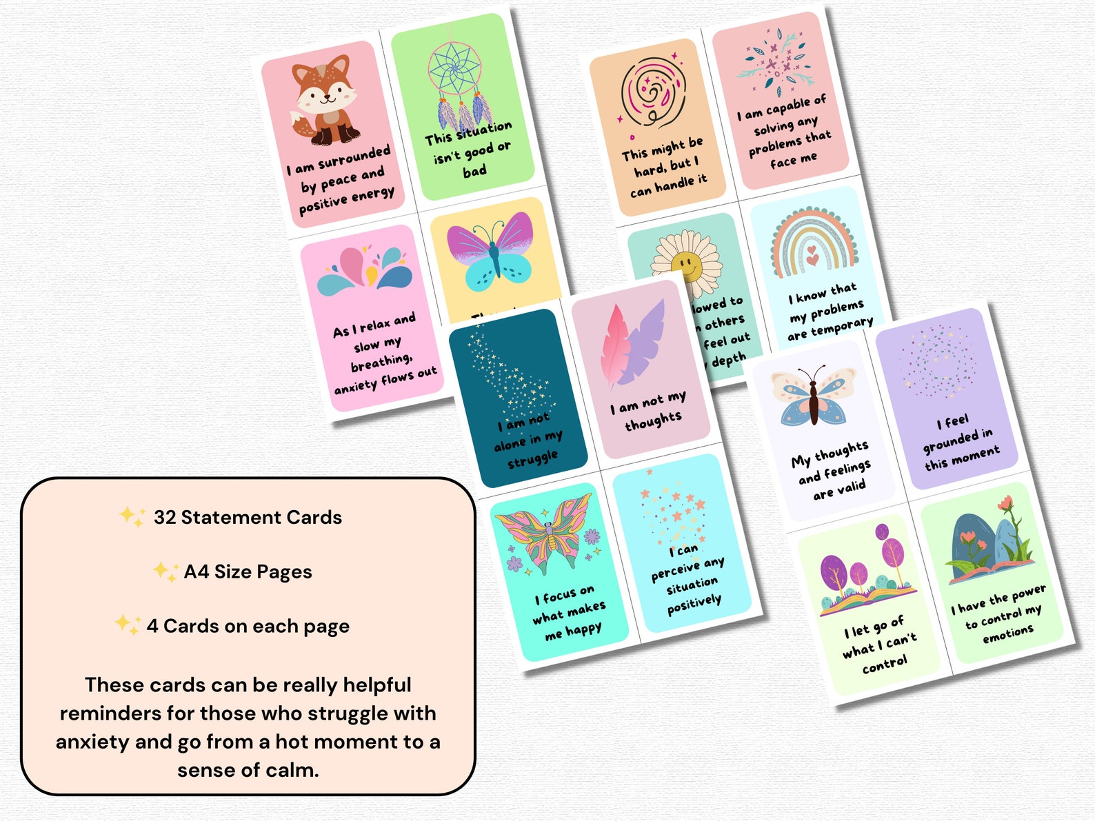 Affirmation Cards, Positive Quote Flash Cards, Coping Skills, Therapy ...