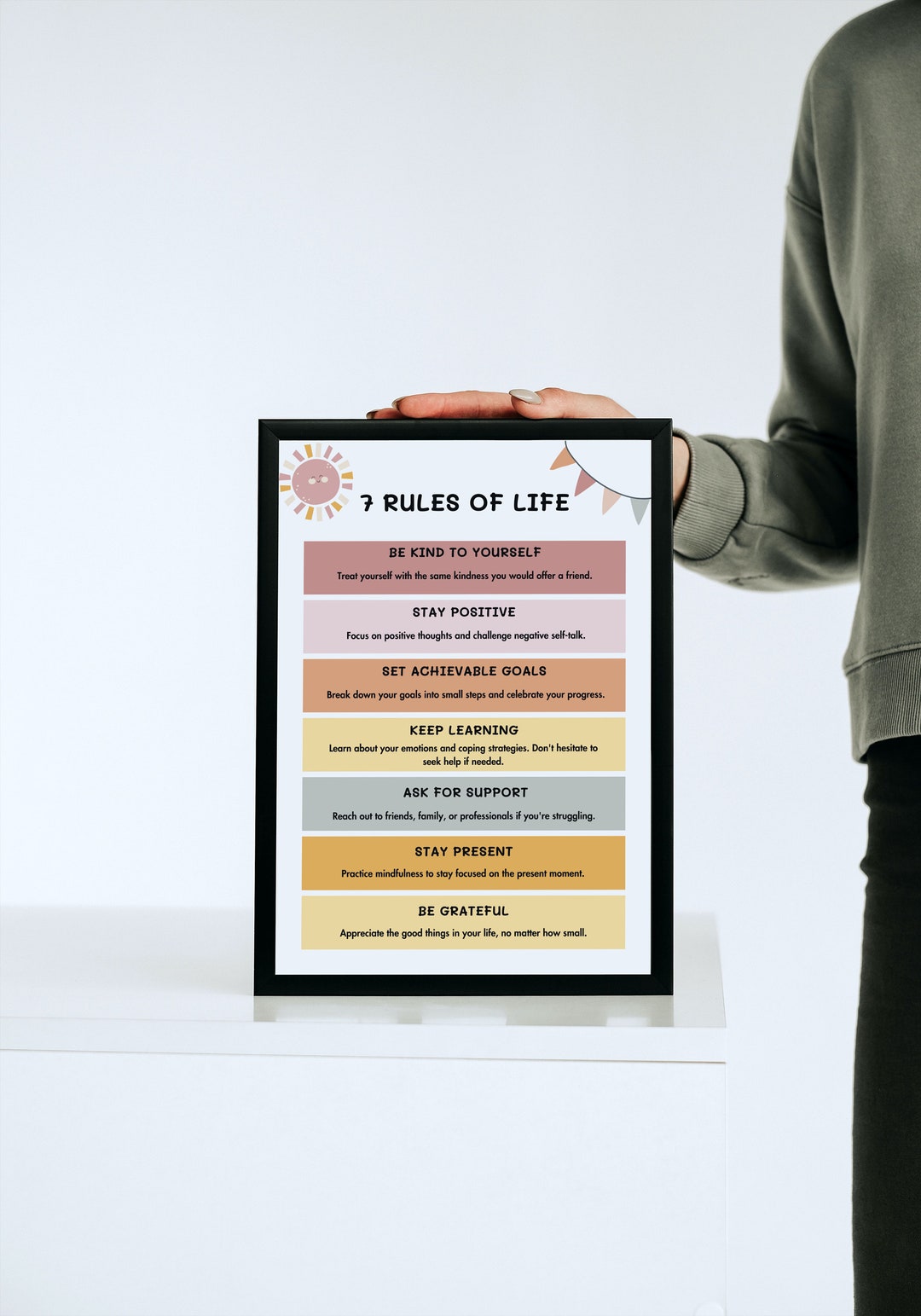 7 Rules of Life Poster | Mental Health Poster Digital | Feelings Poster ...