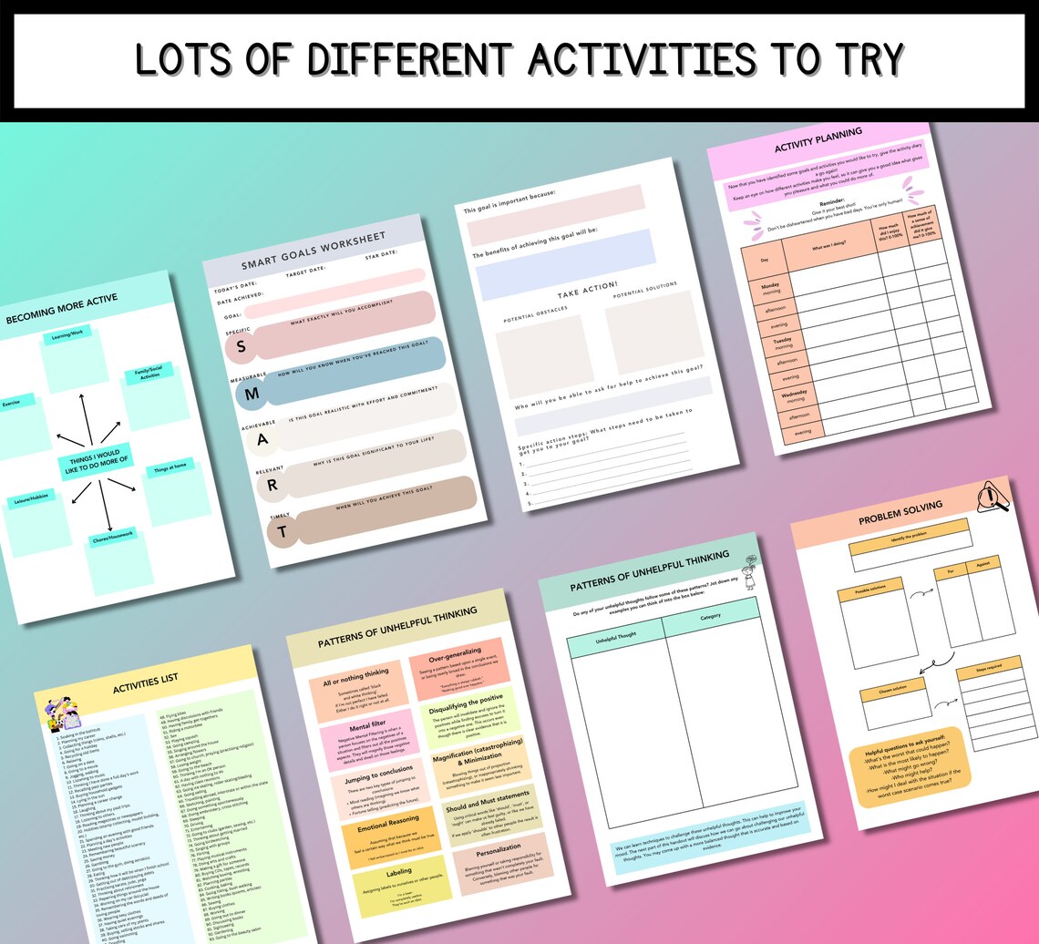 Depression Worksheets, CBT Worksheets, Coping Skills, Growth Mindset ...