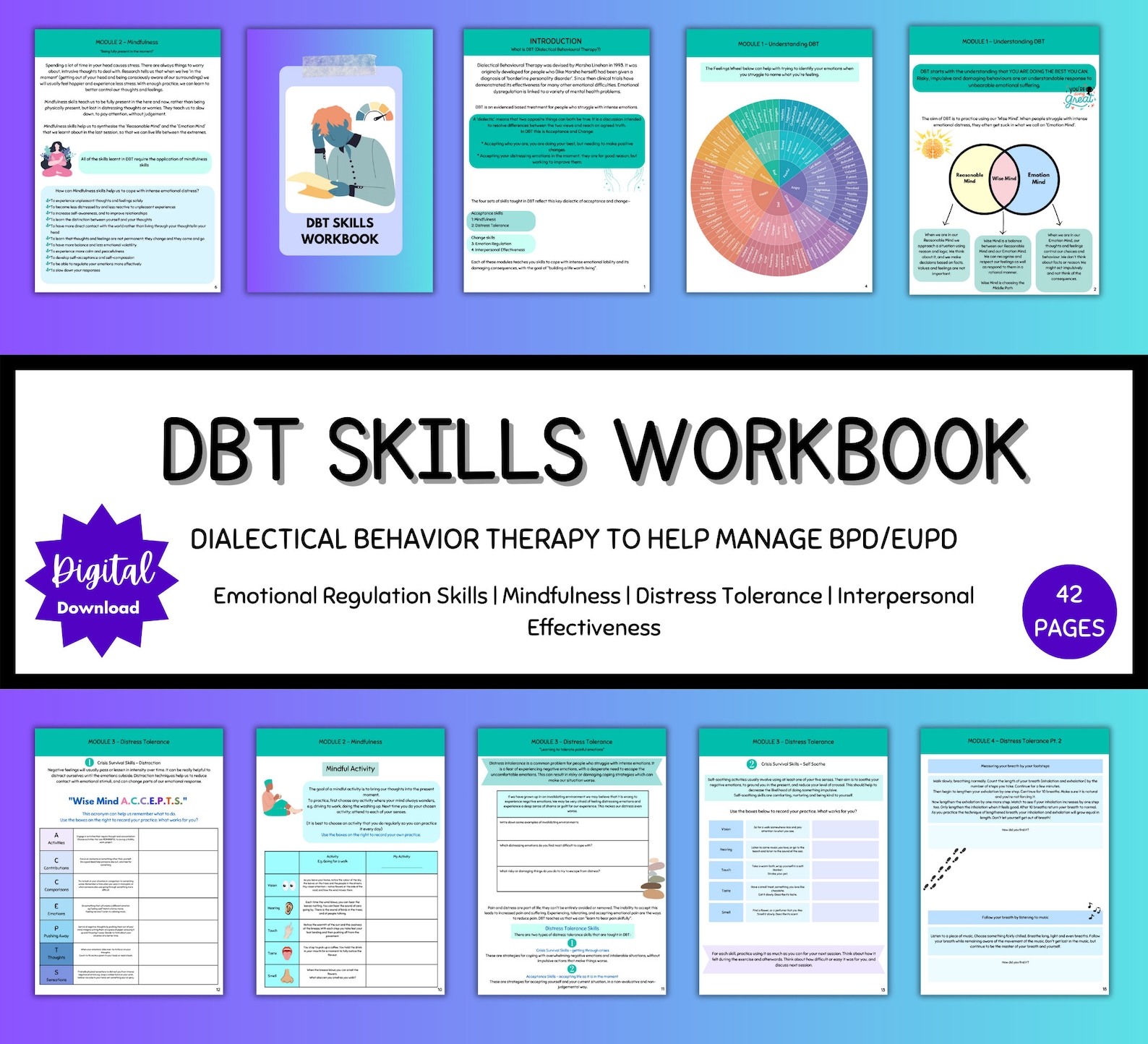 DBT Therapy Worksheets, School Counselor, Emotional Regulation, DBT ...