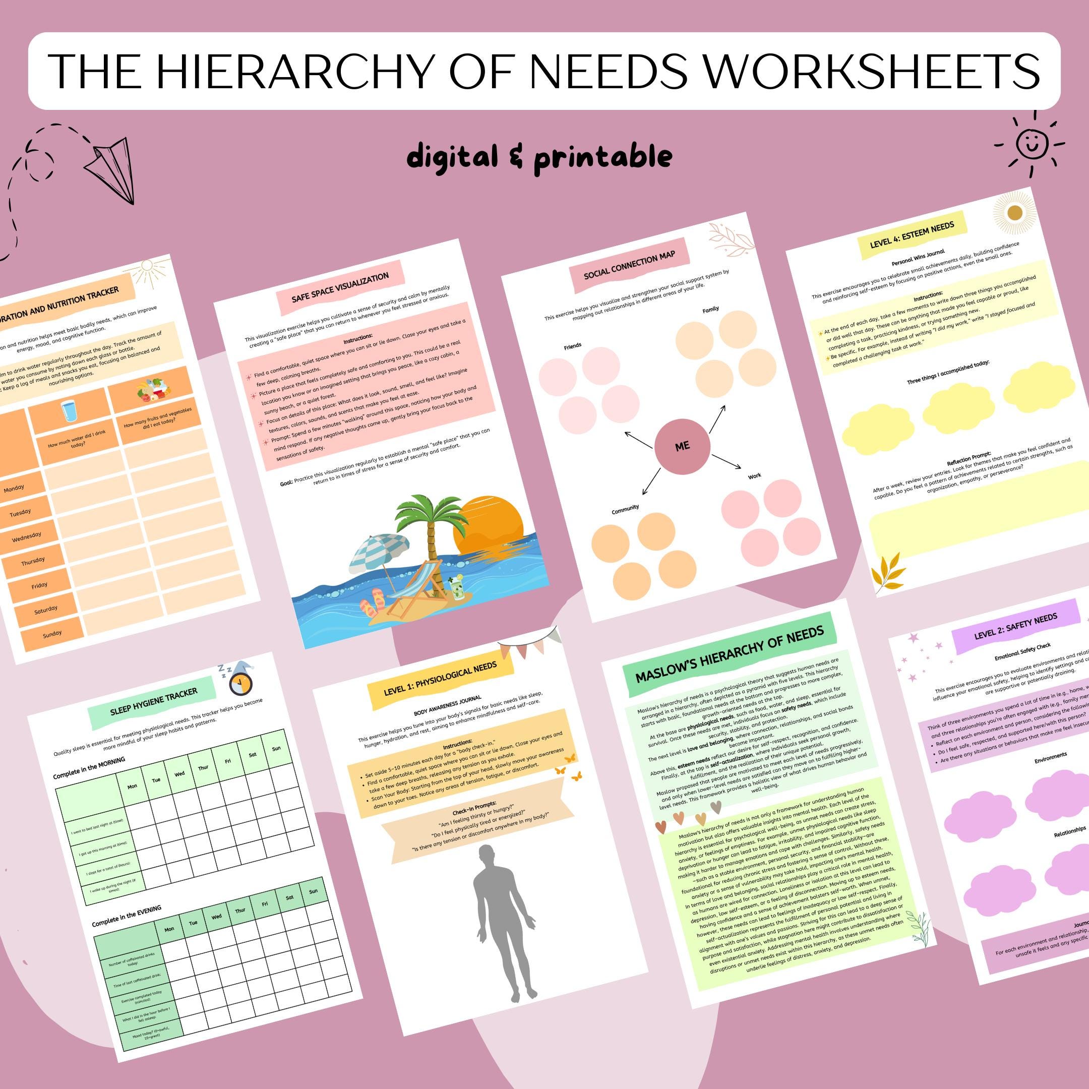 Maslow's Hierarchy of Needs Worksheets, Self Actualization, Self Esteem ...