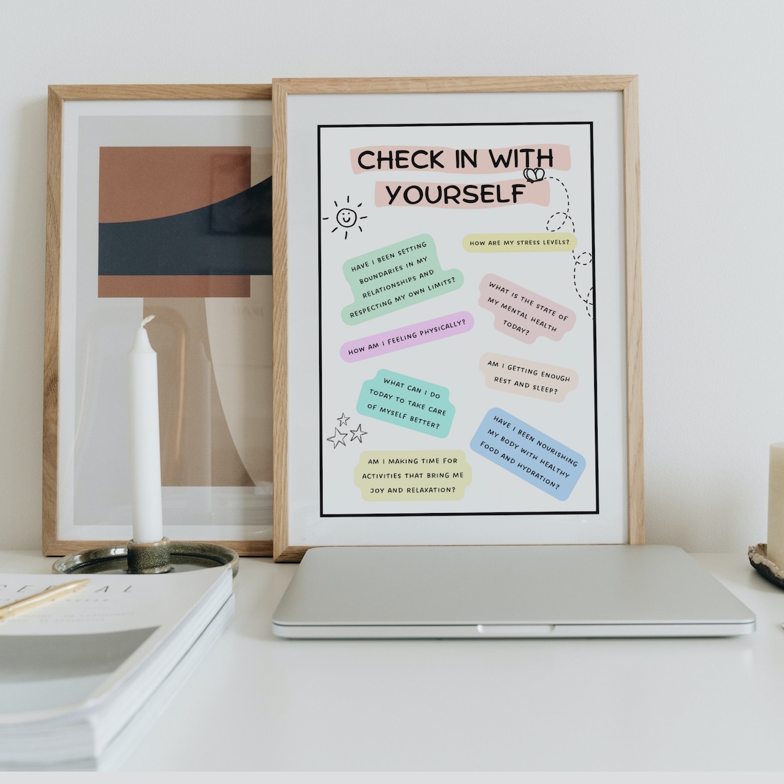Feelings Check in Print, Mental Health Print, Self Care Poster, Daily ...