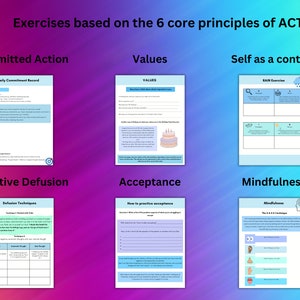 Acceptance and Commitment Therapy Worksheets, ACT Worksheets, Anxiety ...