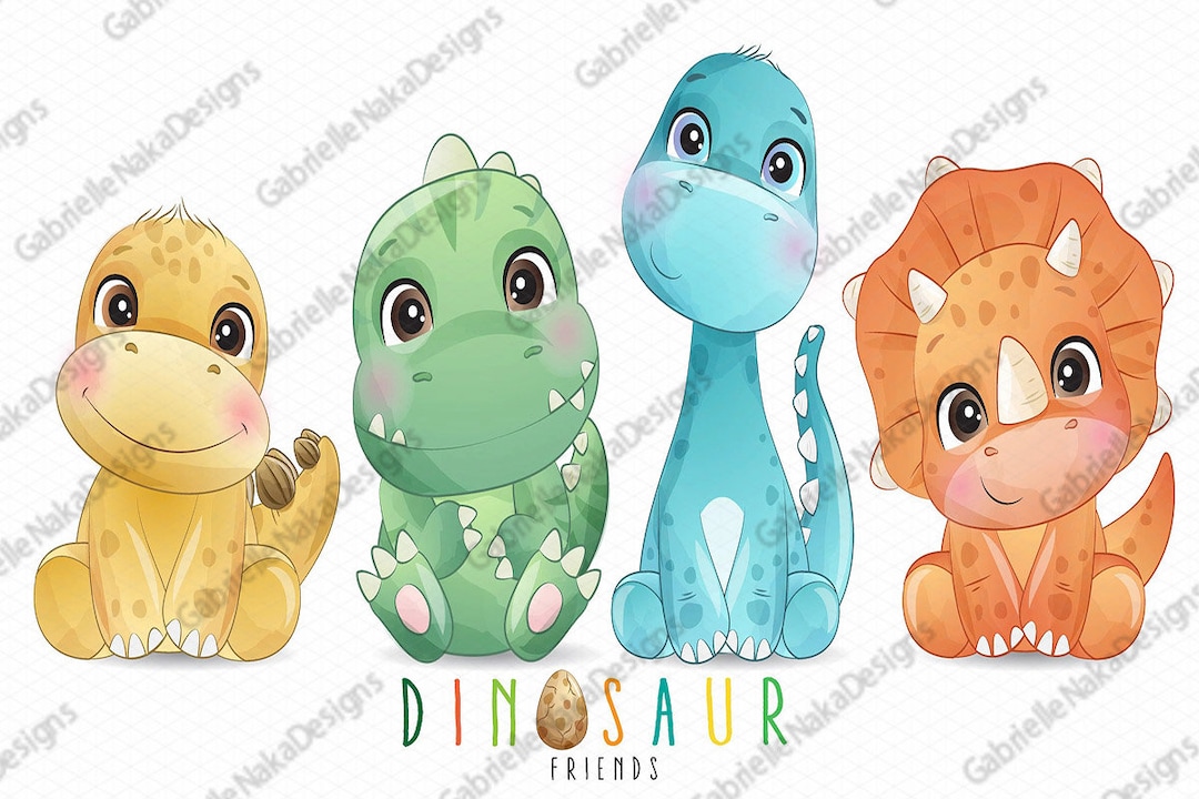 Cute Dinosaur Friends Digital Clipart Set Dinosaur Clipart - Etsy UK