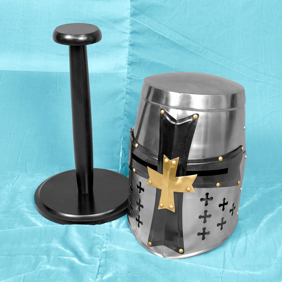 Christian Cross Helmet | Templar Crusader Great Helm | Medieval Knight ...
