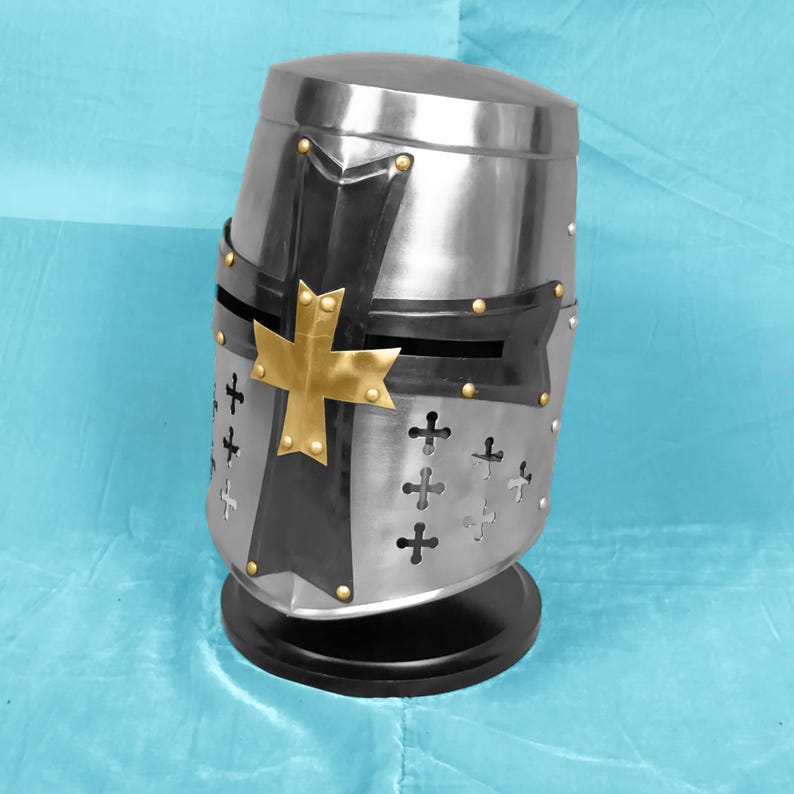 Christian Cross Helmet | Templar Crusader Great Helm | Medieval Knight ...