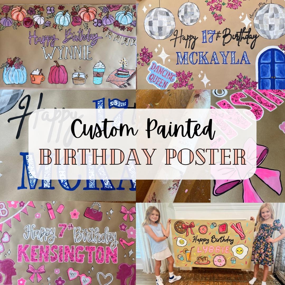 Custom Birthday Poster Hand Painted, Birthday Banner, Party Decor ...