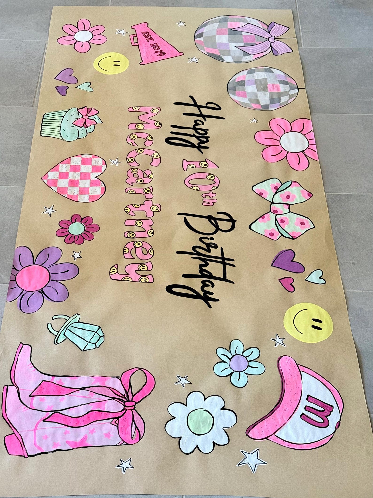 Custom Preppy Painted Birthday Poster, Painted Banners, Preppy Style ...