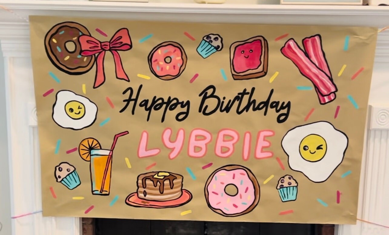 Custom Birthday Poster Hand Painted, Birthday Banner, Party Decor ...