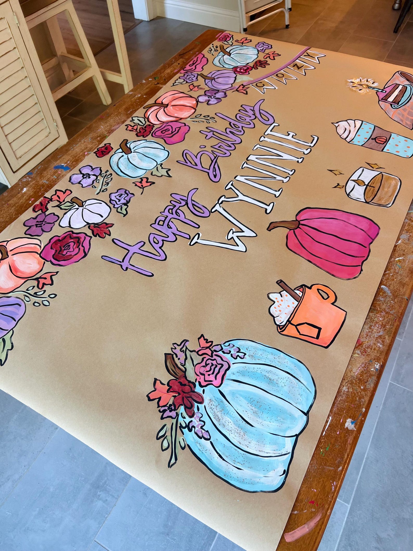 Custom Birthday Poster Hand Painted, Birthday Banner, Party Decor ...