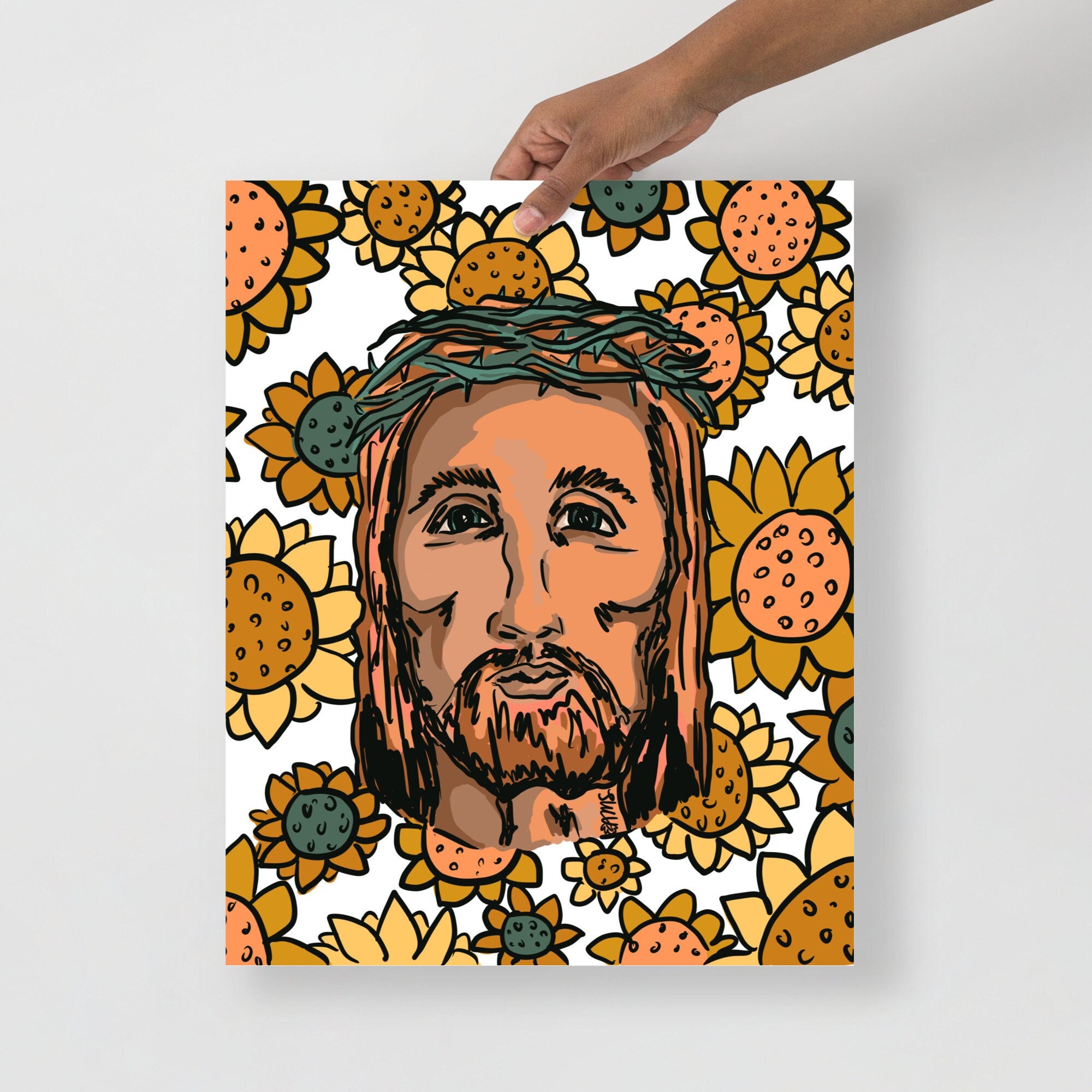 Jesus Poster, Jesus Sunflower Poster, Jesus Print, Jesus Art, Christian ...