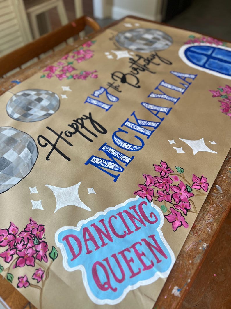 Custom Birthday Poster Hand Painted, Birthday Banner, Party Decor ...