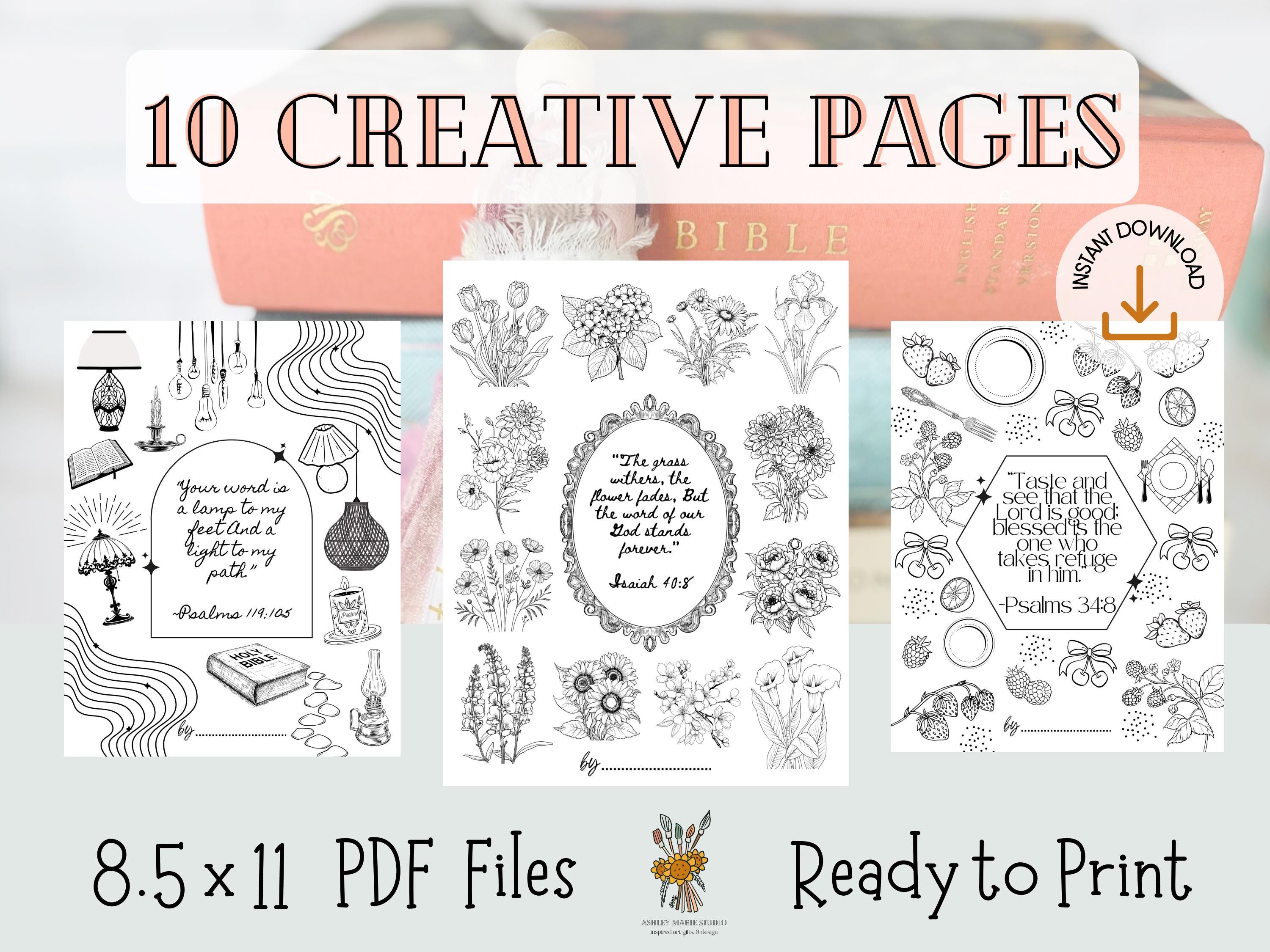 Bible Verse Themed Color Pages, Printable Bible Coloring, 10 PDF File ...