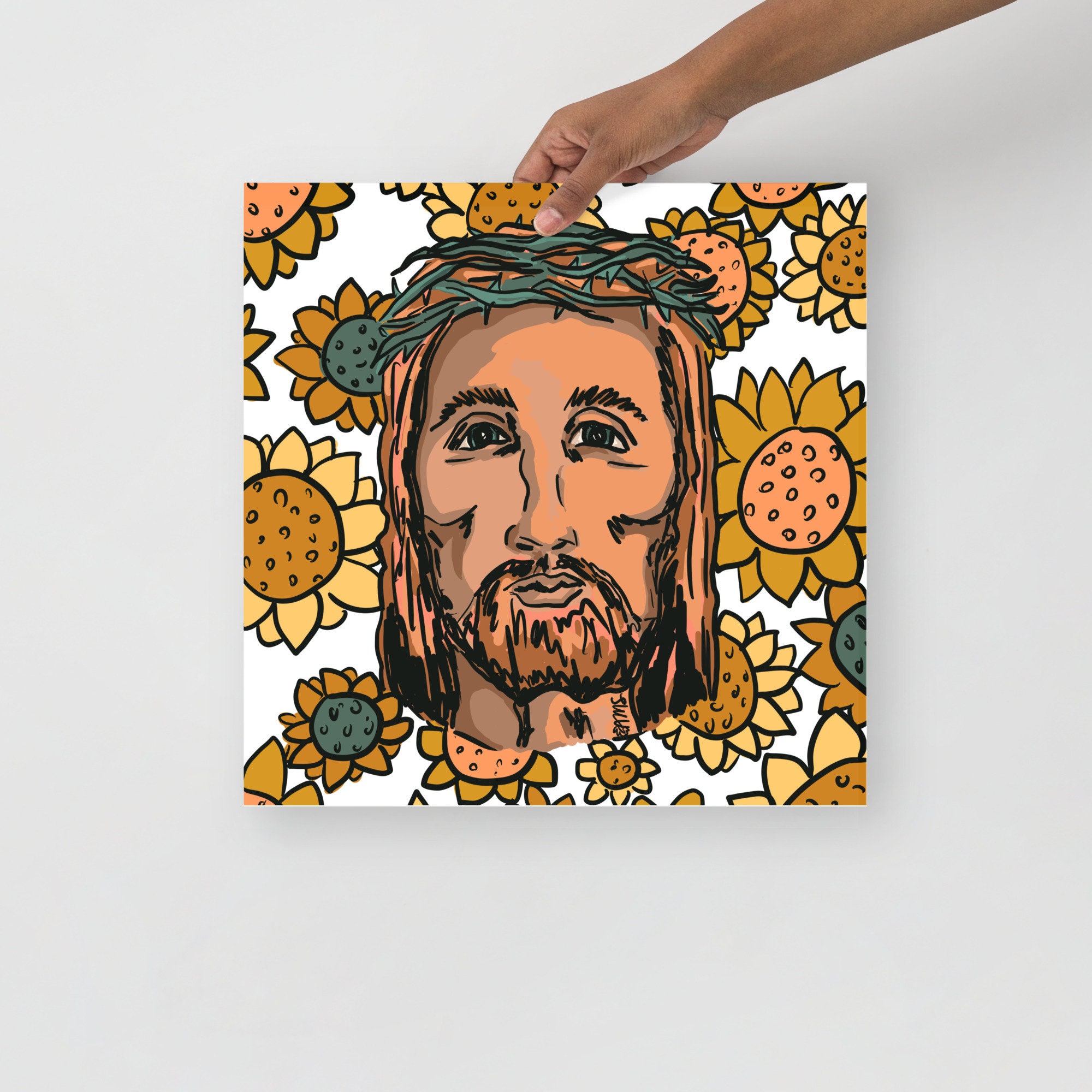 Jesus Poster, Jesus Sunflower Poster, Jesus Print, Jesus Art, Christian ...