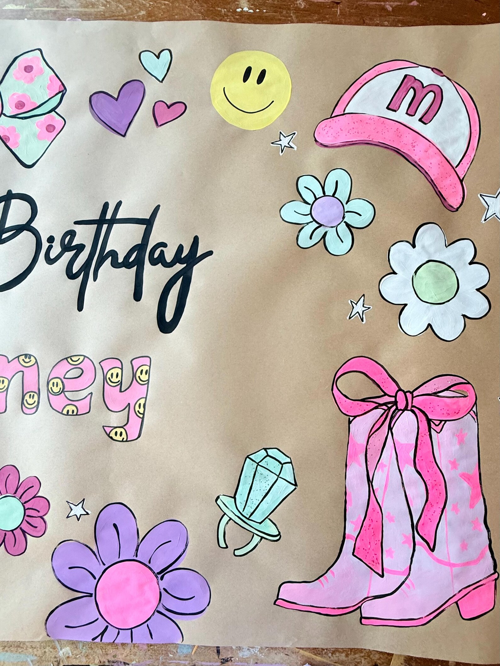 Custom Preppy Painted Birthday Poster, Painted Banners, Preppy Style ...