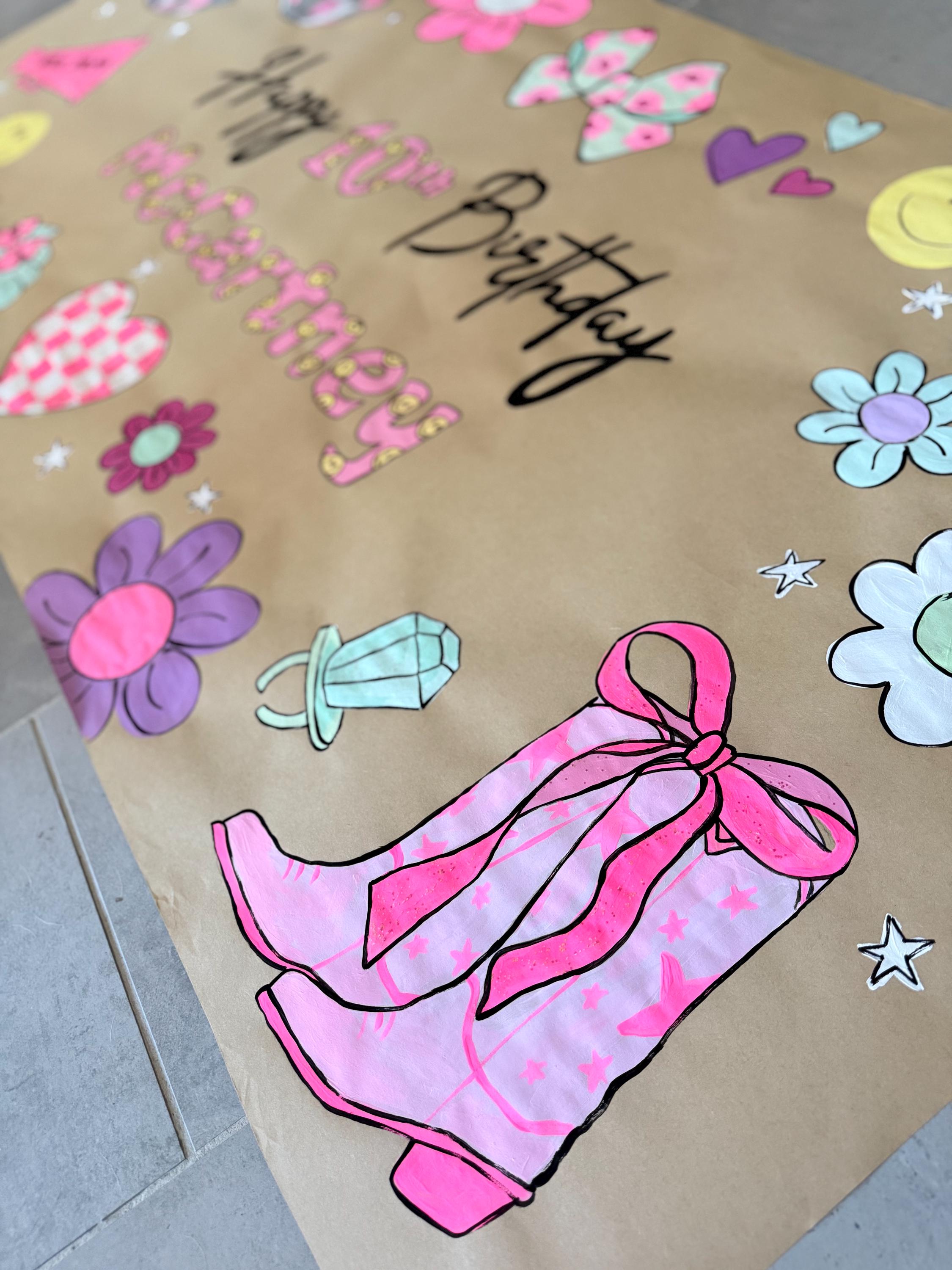 Custom Preppy Painted Birthday Poster, Painted Banners, Preppy Style ...