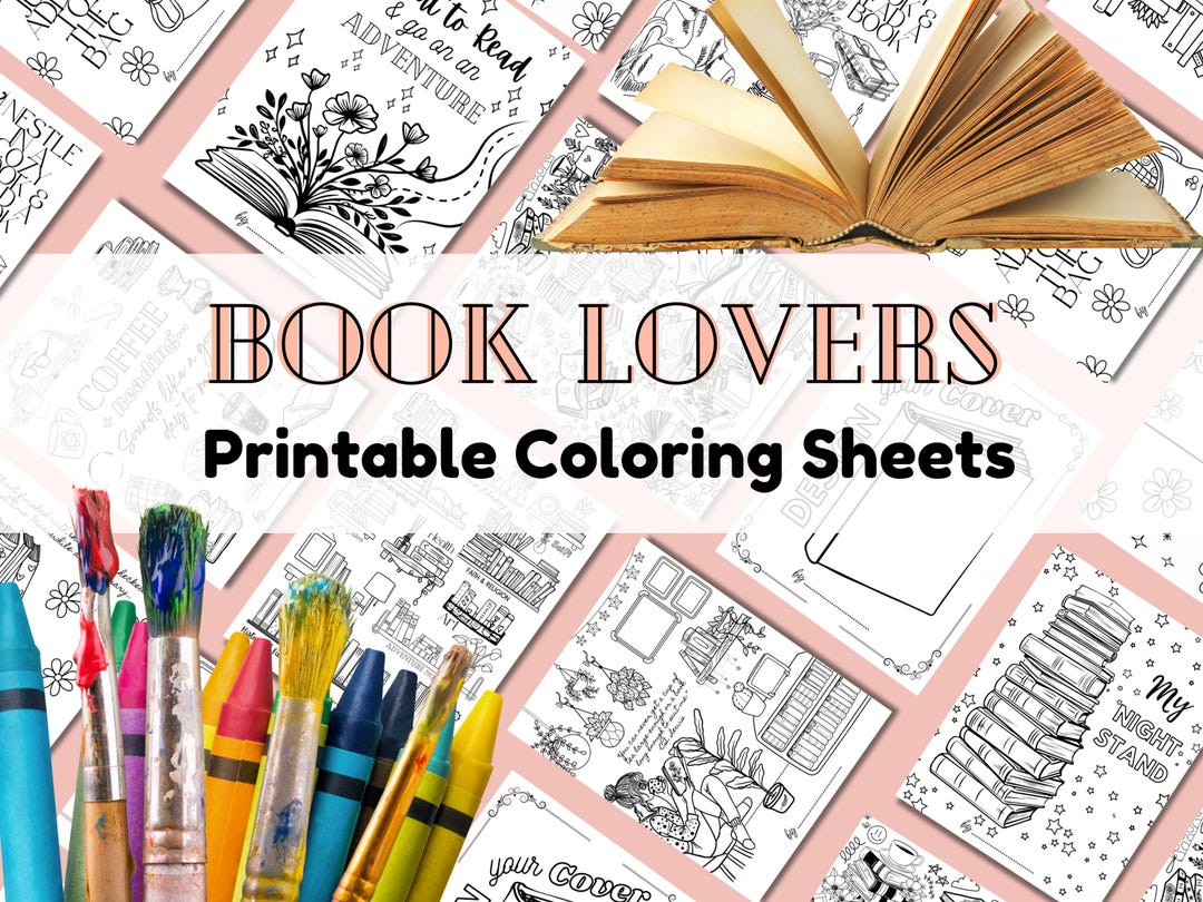 Book Lovers Themed Coloring Pages, 10 Book Themed Printables, Teen ...