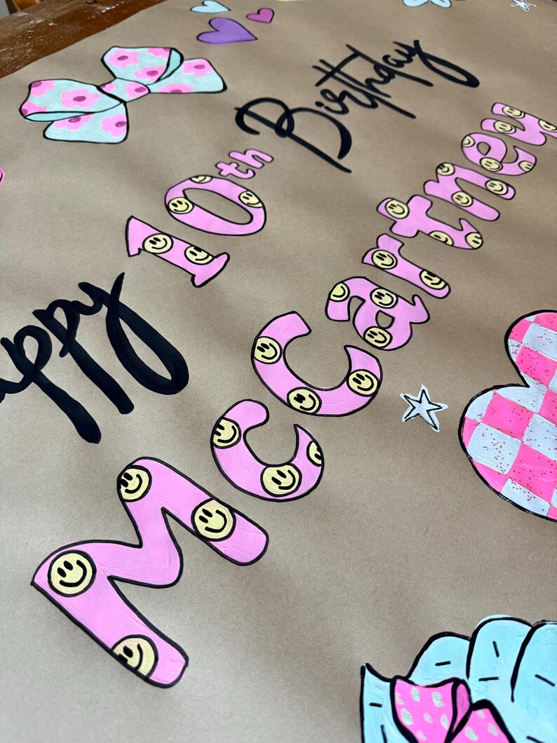Custom Preppy Painted Birthday Poster, Painted Banners, Preppy Style ...