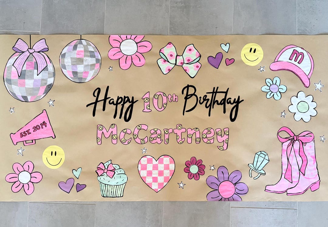 Custom Preppy Painted Birthday Poster, Painted Banners, Preppy Style ...