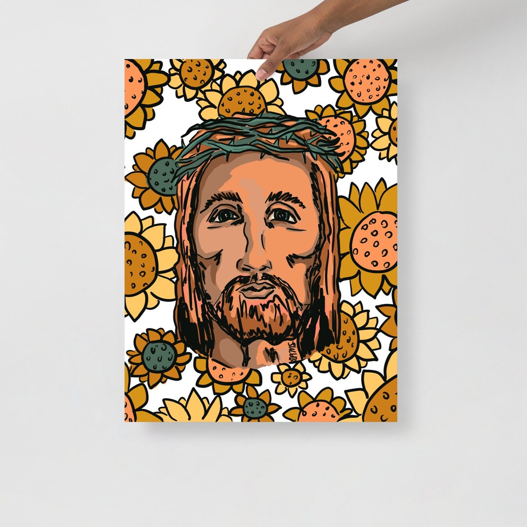 Jesus Poster, Jesus Sunflower Poster, Jesus Print, Jesus Art, Christian ...