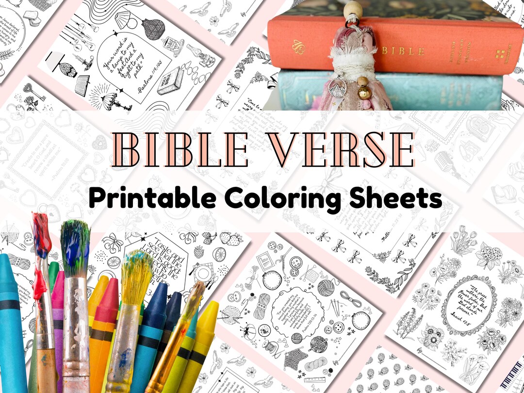 Bible Verse Themed Color Pages, Printable Bible Coloring, 10 PDF File ...
