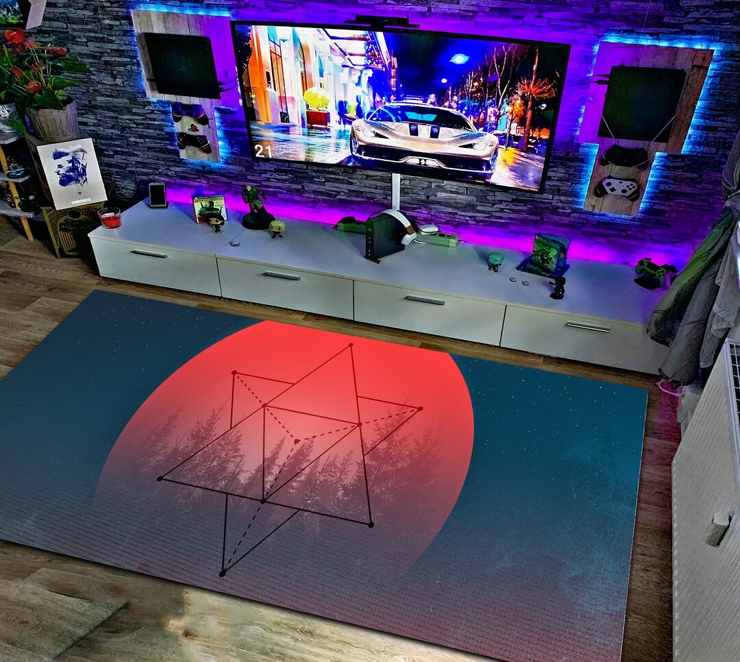 Moon Rug, Sign Rug, Sunset Rug, Symbols Rug, Blue Rug, Home Decor, Boys ...