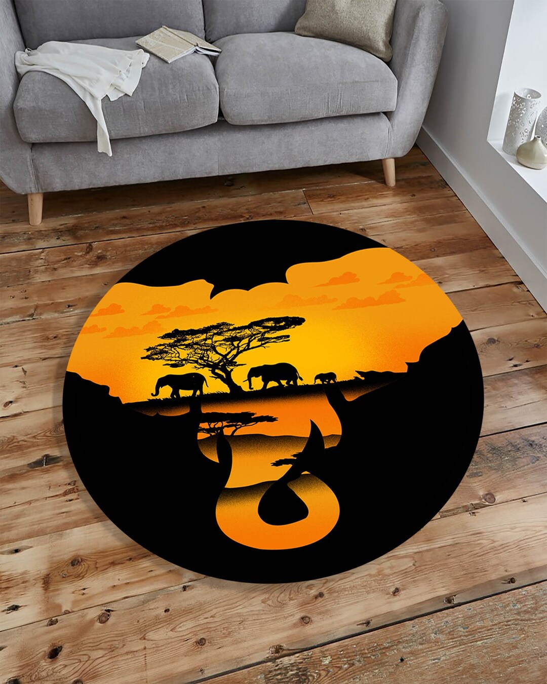 African Continent Rug, African Rug, African Elephant Rug , Modern Rug ...