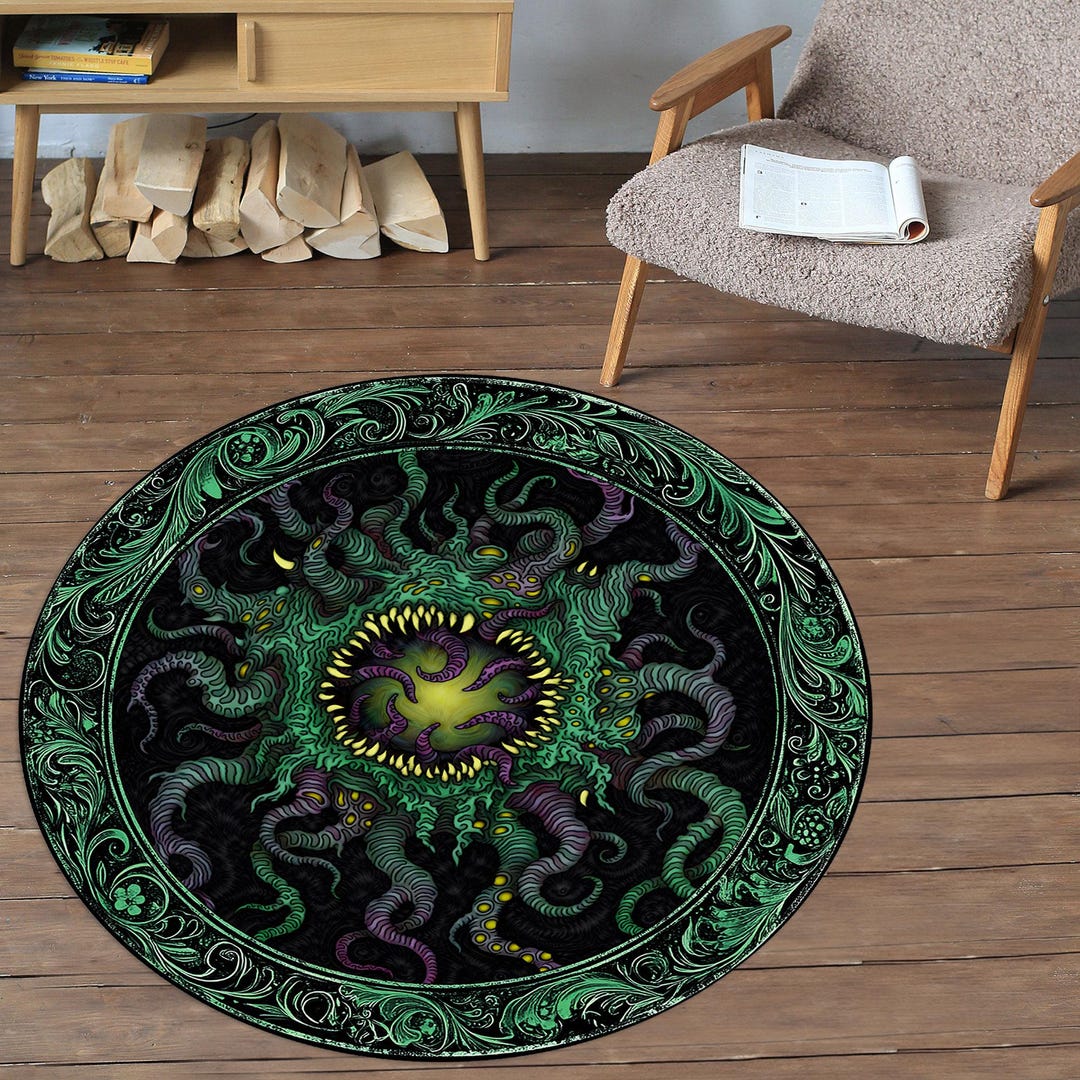Lovecraft Round Rug, Lovecraft Rug, Dark Fantasy Round Rug, Creepy ...