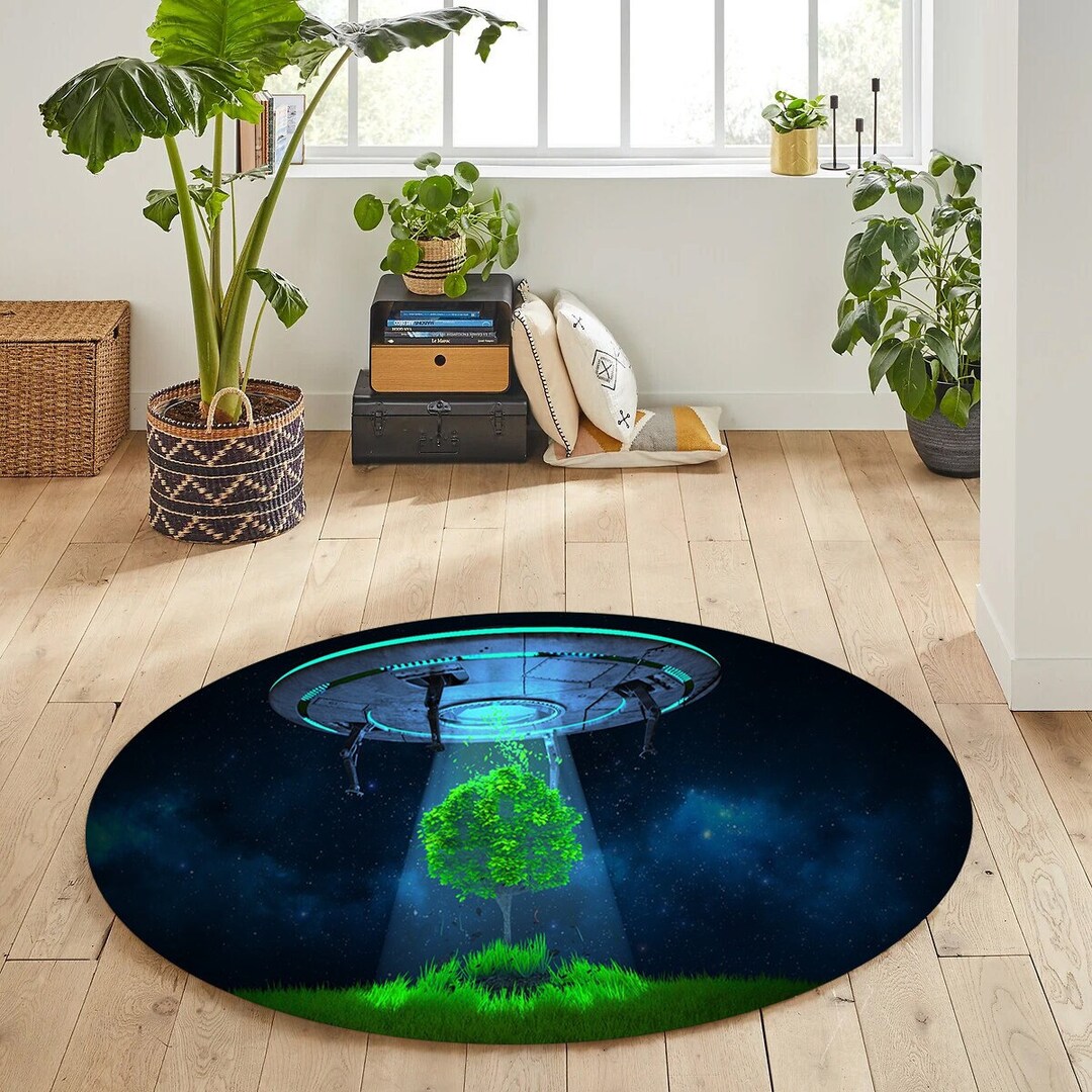 Ufo Round Rug, Circle Rug, Space Rug,alien Rug, Cool Rug, Kids Room Rug ...