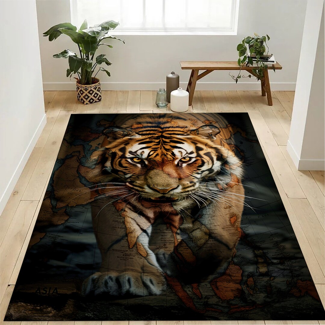 Tiger Rug, Tiger Skin Look Rug, Leon Rug, Gold Black Rug, Wild Animal ...
