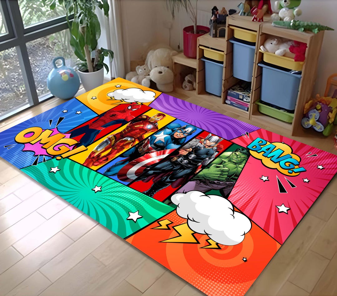 Super Hero Rug, Spiderman Rug, Hulk Rug, Captain America Rug, Iron Man ...