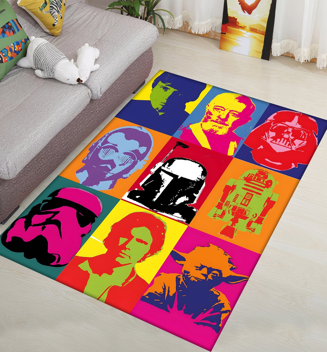 Star Wars Collage Rug, Living Room Rug, Movie Floor Carpet, Star Wars ...