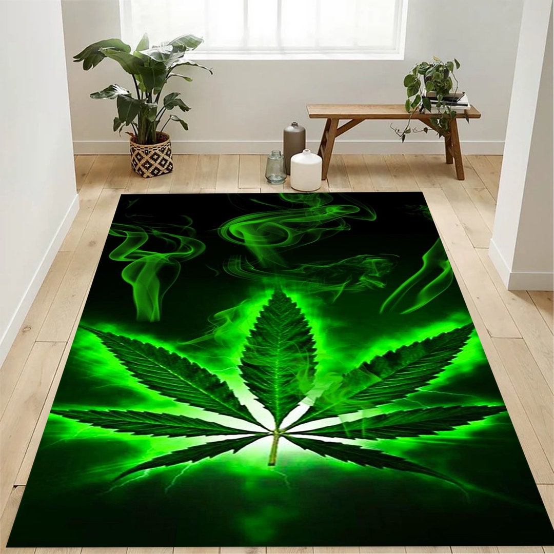 Weed Rug, Neon Weed Rug, Neon Green Rug, Burning Weed Rug,green Rug ...
