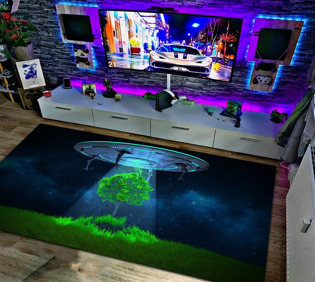 UFO Abduction Rug: Space Alien Kids Room Decor - Etsy