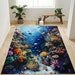 Aquarium Rug, Oil Painting Fish Rug, Fish Rug, Hobby Room Rug, Colorful ...