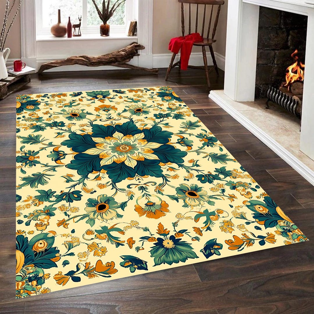 Floral Area Rug, Traditional Floral Rug, Flower Pattern Rug, Floral ...