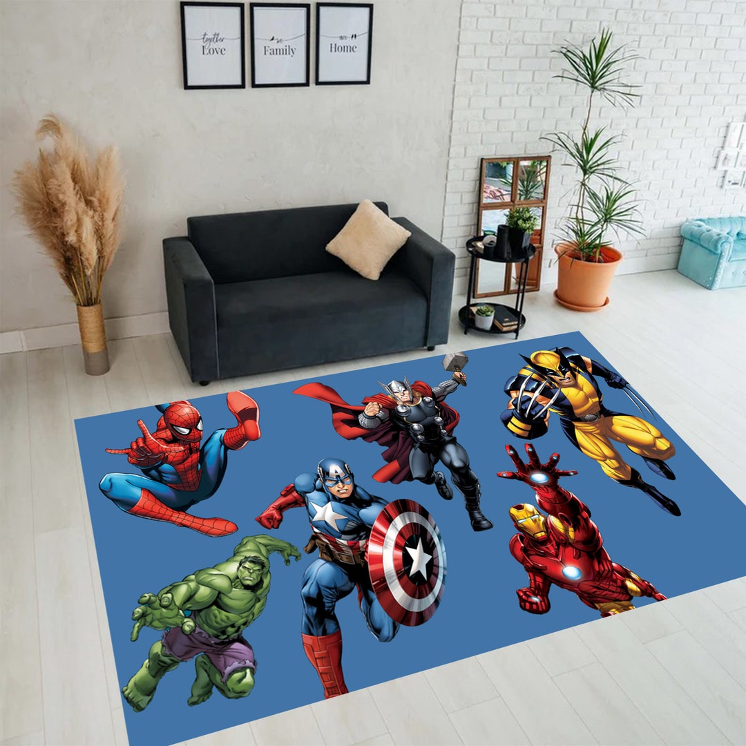 Superhero Rug, Superhero Pattern Rug, Superhero, Spiderman Rug, Super ...