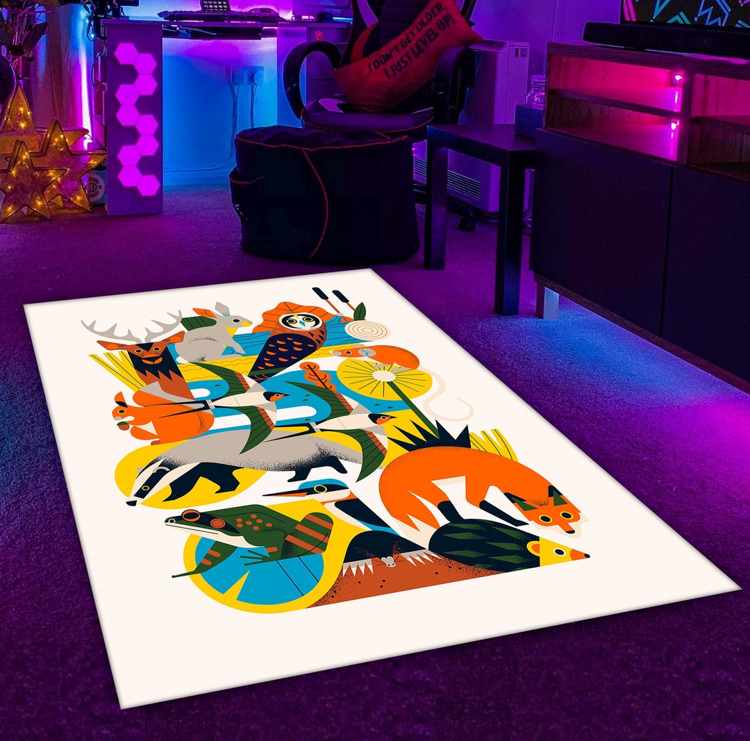 Animals Rug,art Aesthetic Collage,art Aesthetic Rug,color Rug,art Rug ...