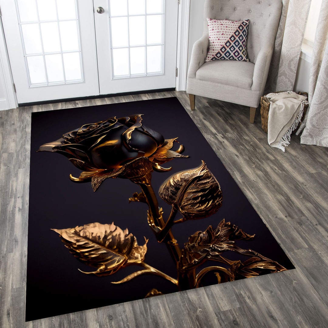 Rose Rug ,black Rose, Black Rose Rug, Black Floral Rug,black Rose Rug ...