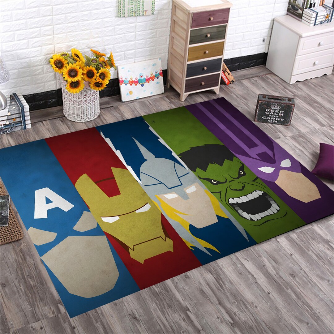 Superhero, Superhero Rug, Hulk Pattern Rug, Spiderman Rug, Kids Room ...
